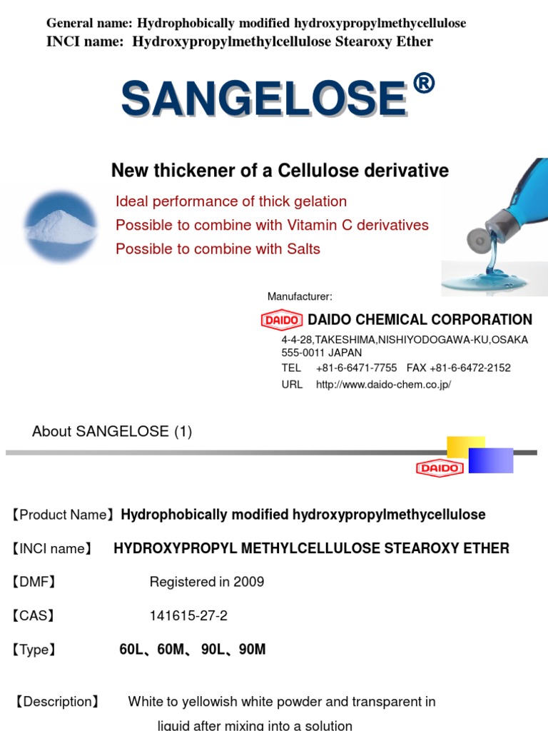 Sangelose: New Thickener of A Cellulose Derivative | PDF | Topical ...