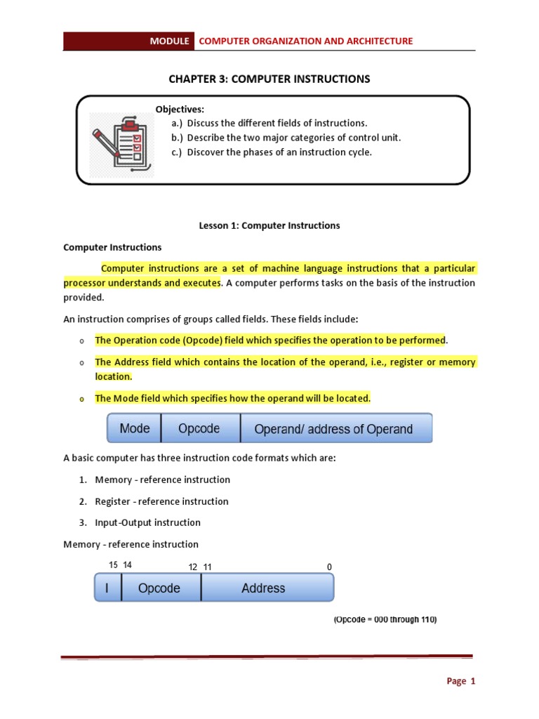 Chapter 3: Computer Instructions: Objectives | PDF | Computer Program ...