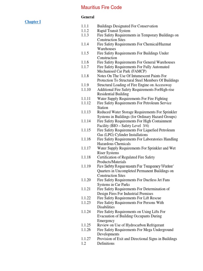 Mauritius Fire Code | PDF | Fire Safety | Fire Sprinkler System