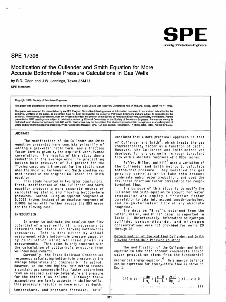 SPE 17306 Modification of The Cullender and Smith Equation For More ...