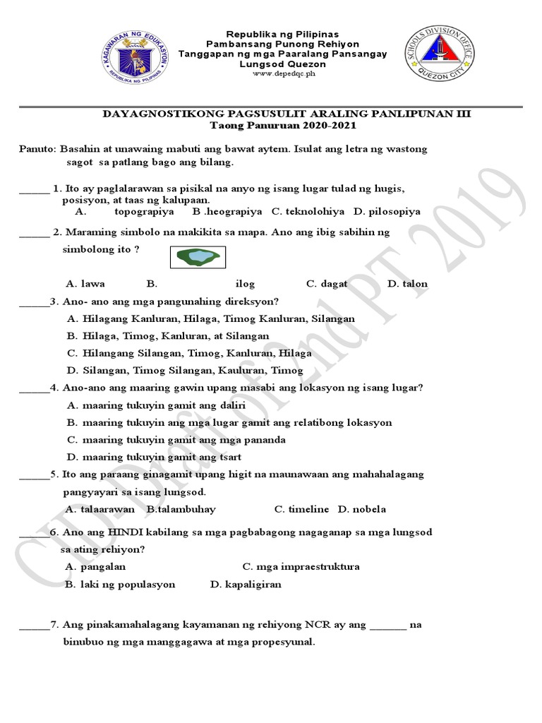 AP 3 Diagnostict Test With AnswerK | PDF