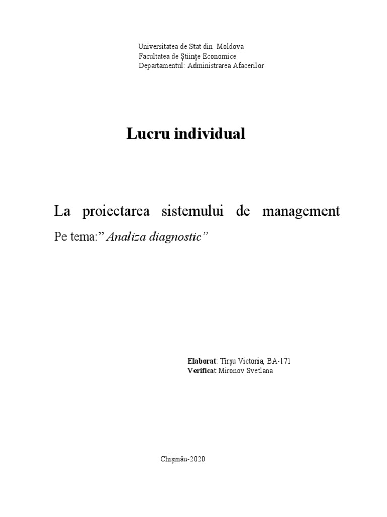 Lucru Individual PSM (Analiza - Diagnostic) | PDF