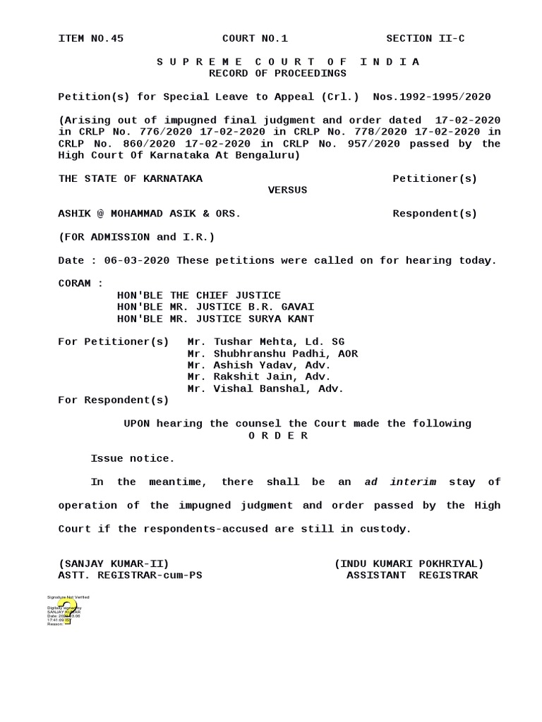 Supreme Court Stay Order PDF | PDF