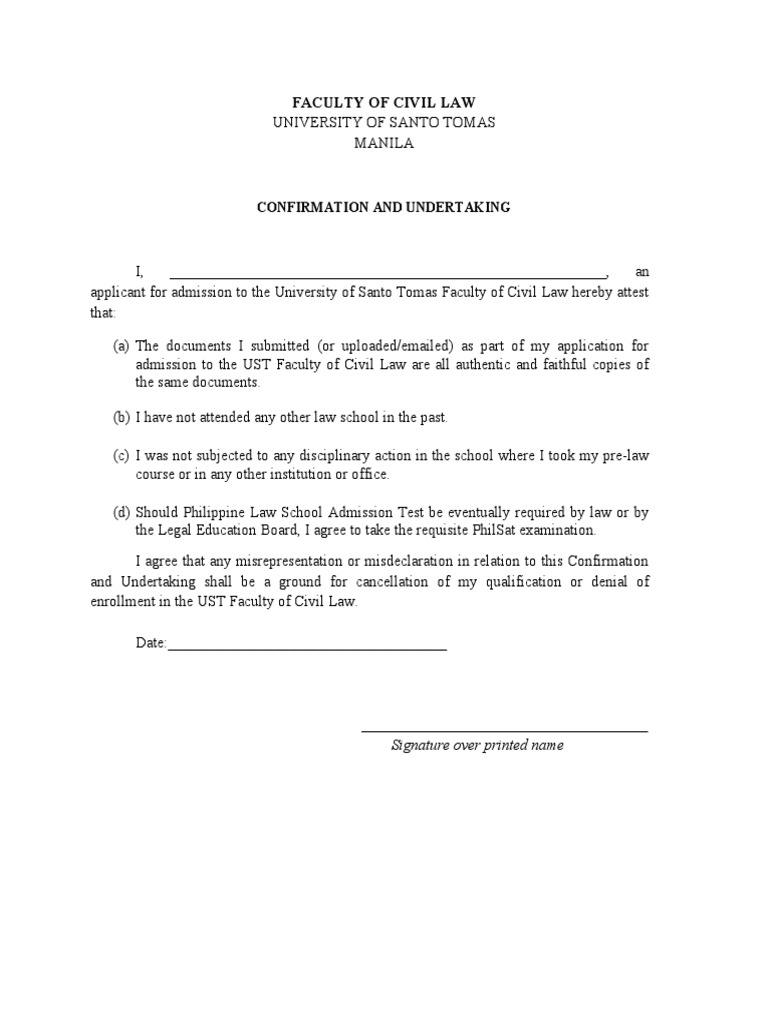 Faculty of Civil Law: Confirmation and Undertaking | PDF