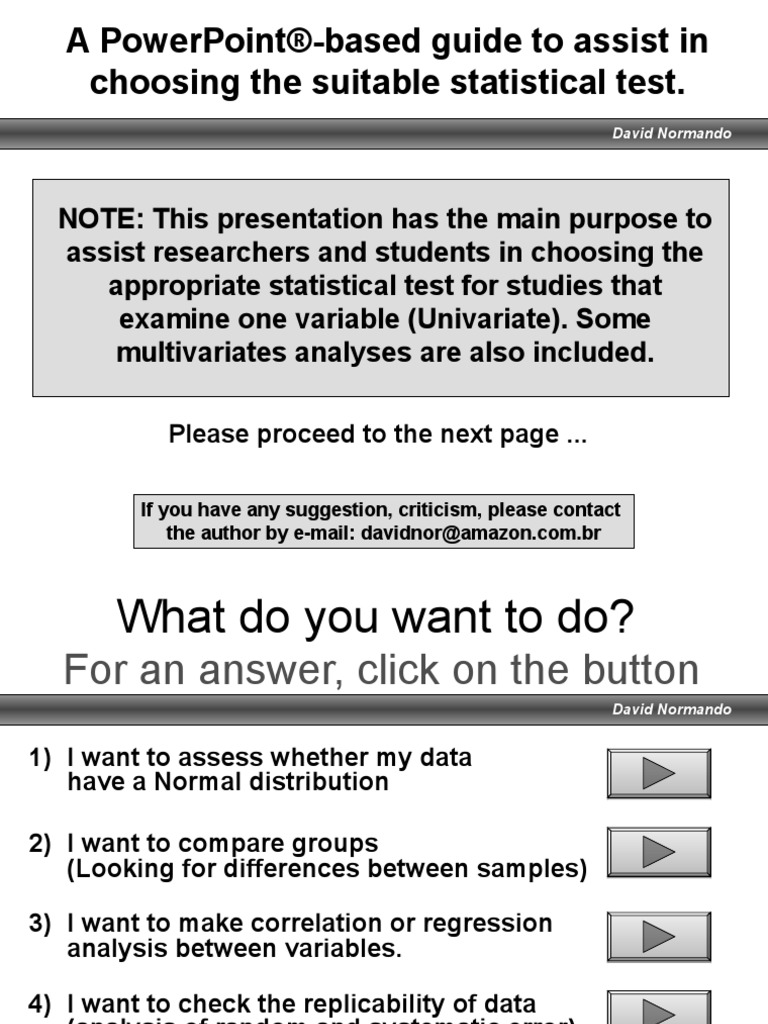 Guide To Assist in Choosing The Suitable Statistical Test | PDF ...