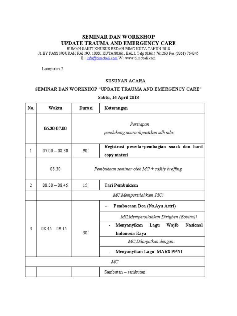 Rundown Acara Seminar 2018 | PDF