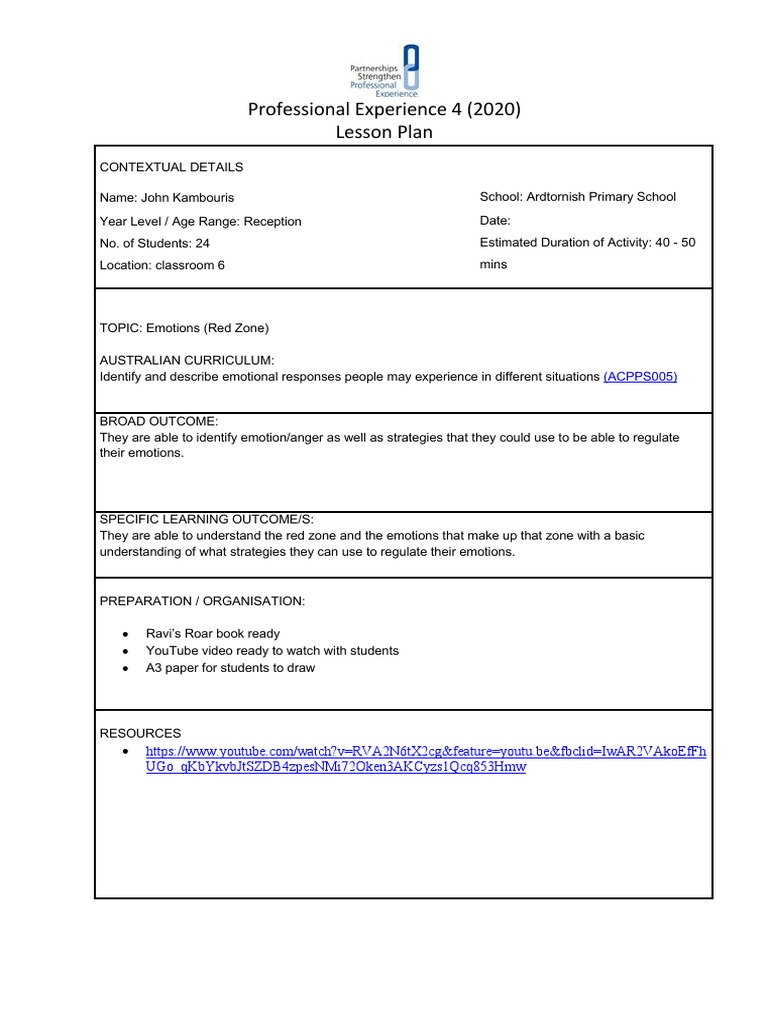 Emotions Lesson Plan | PDF | Emotions | Lesson Plan