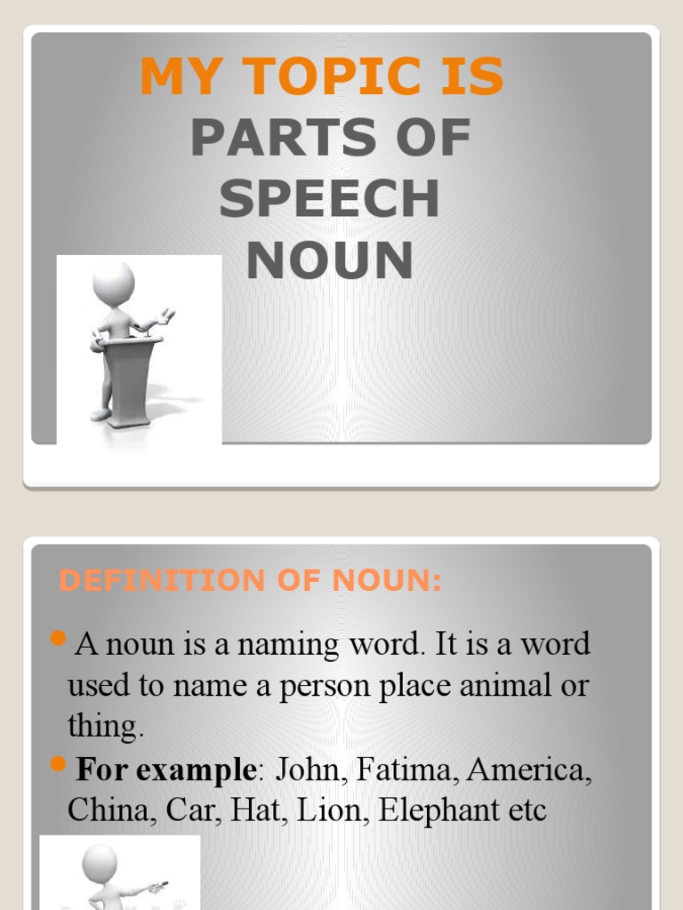 My Topic Is: Parts of Speech Noun | Download Free PDF | Noun | Verb