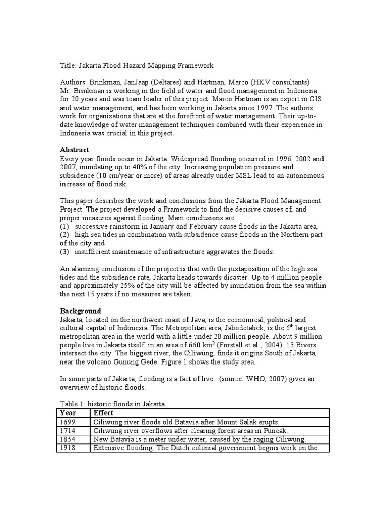 Jakarta Flood Hazard Mapping Framework | PDF