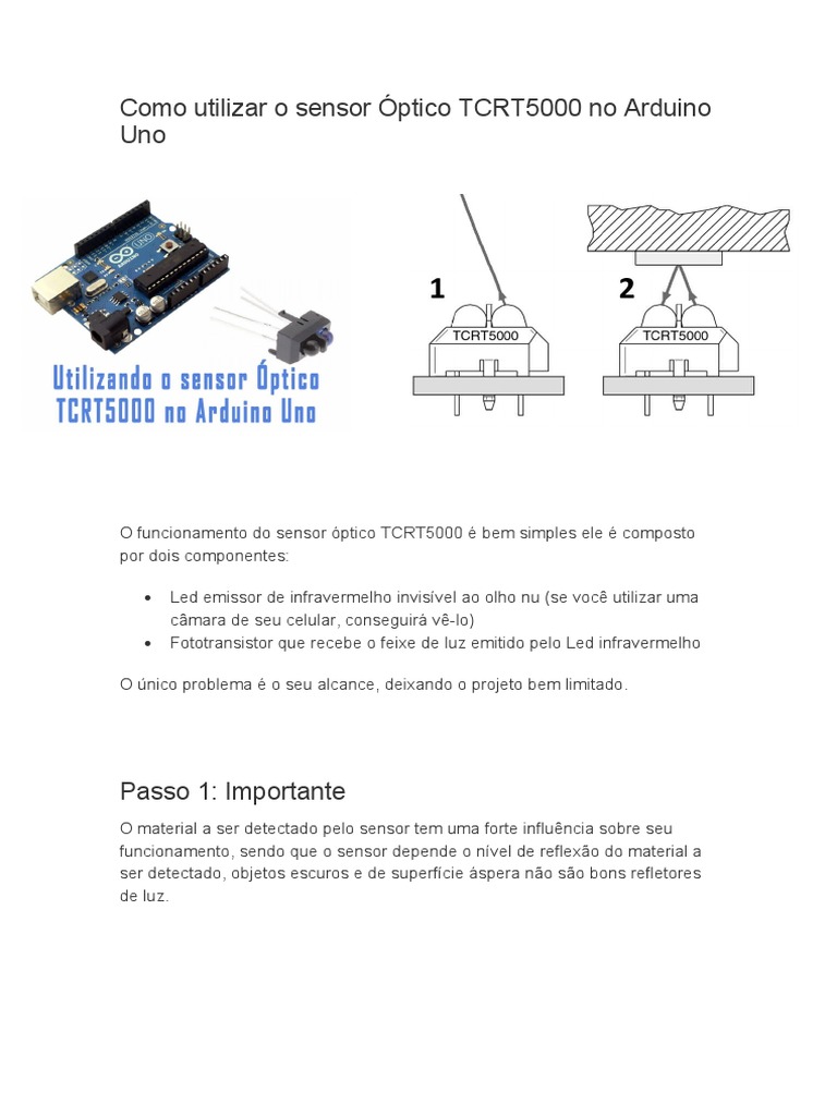 Como Utilizar o Sensor Óptico TCRT5000 No Arduino Uno | PDF | Arduino ...
