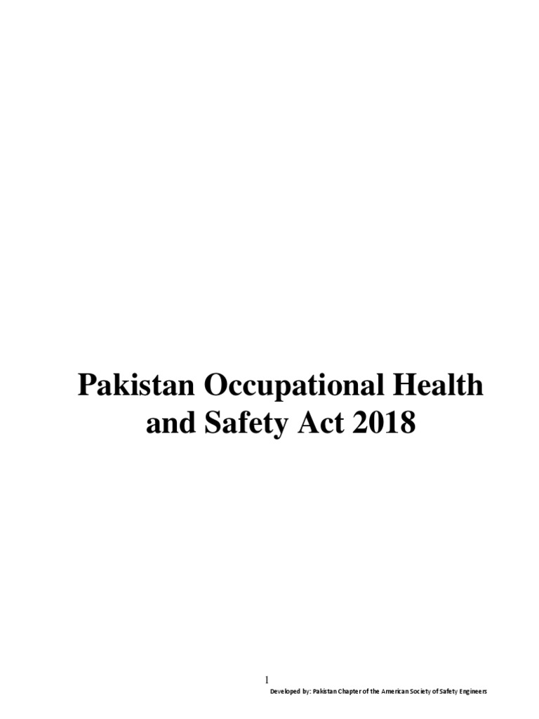 Draft Modle OHS Act 2018 | PDF | Occupational Safety And Health | Safety
