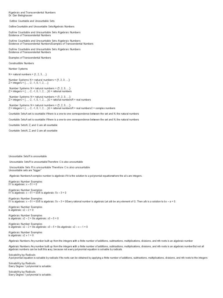 Algebraic and Transcendental Numbers | PDF | Numbers | Polynomial