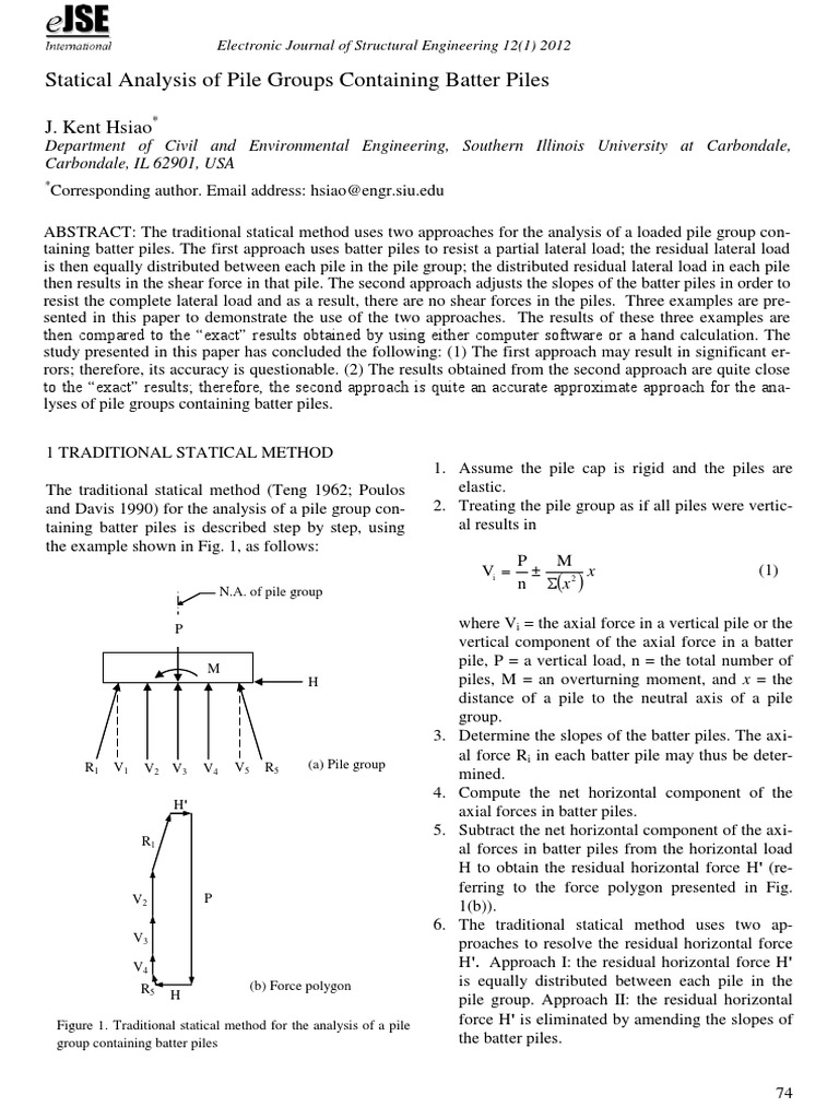 Statical Analysis of Pile Groups Containing Batter Piles | PDF | Visual ...