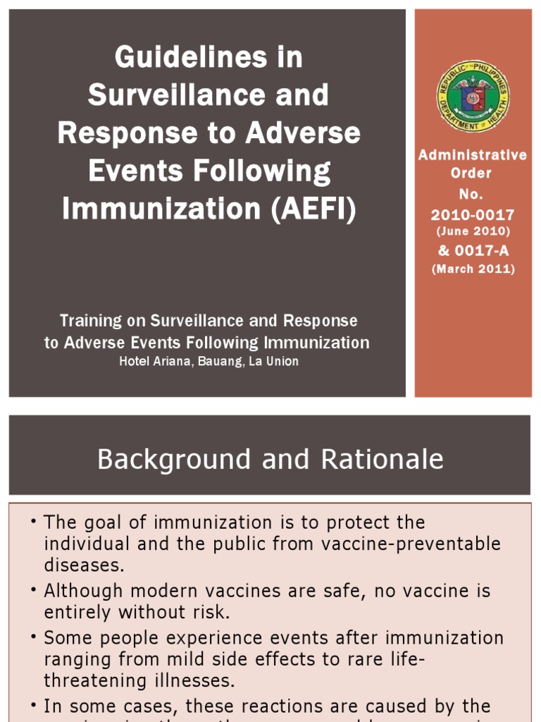 Guidelines in Surveillance and Response To Adverse Events Following ...