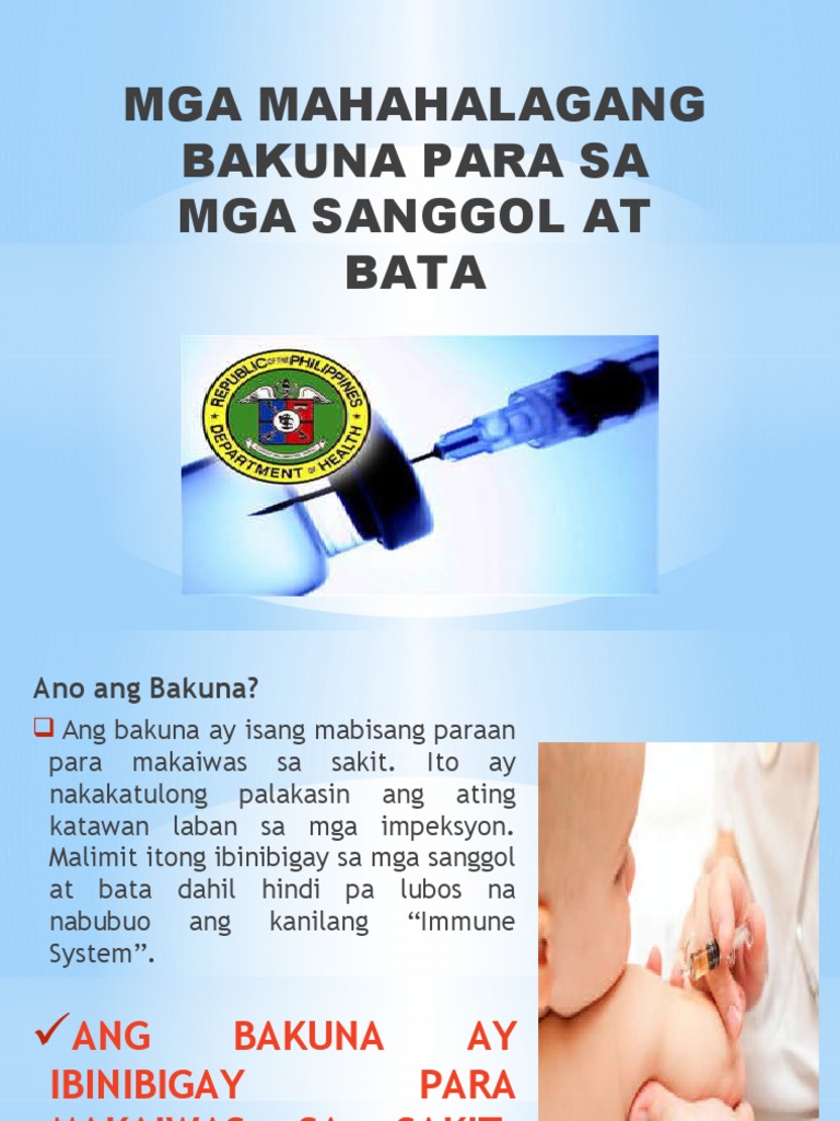 Mga Mahahalagang Bakuna para Sa Mga Sanggol at Bata | PDF