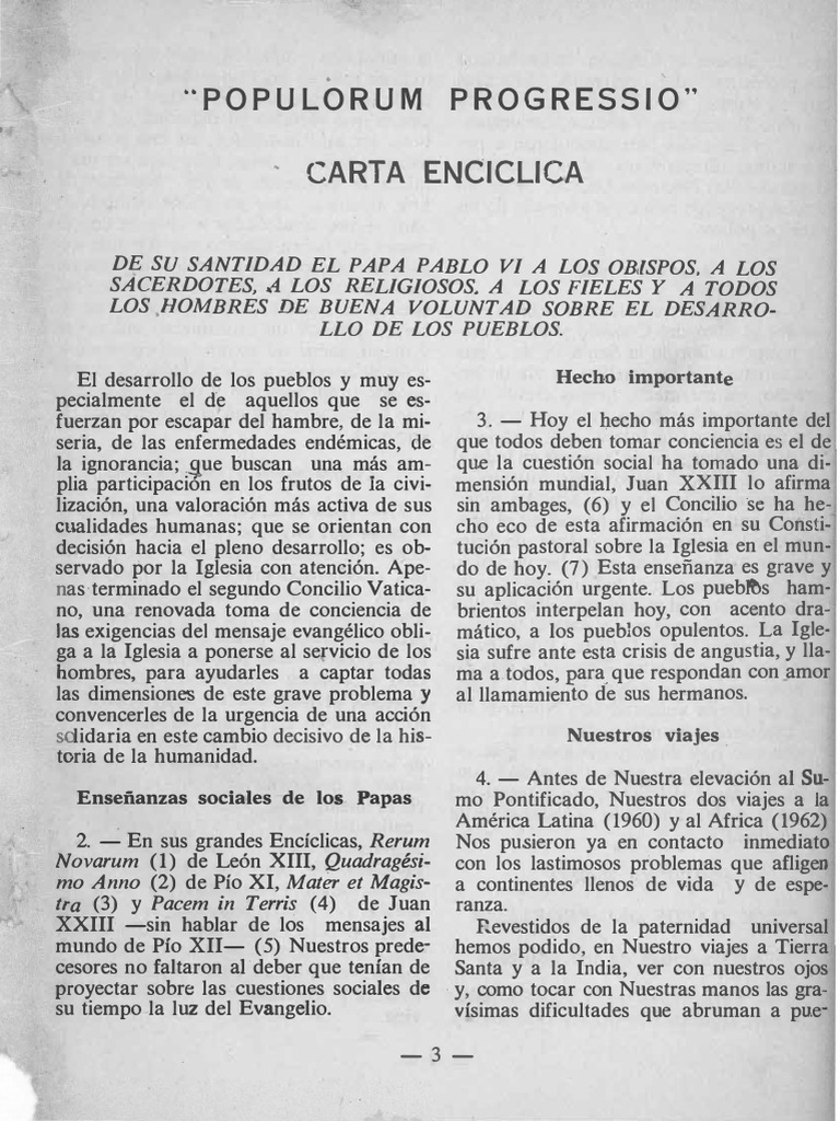 Populorum Progressio | Descargar gratis PDF | Pobreza | Pobreza e indigencia