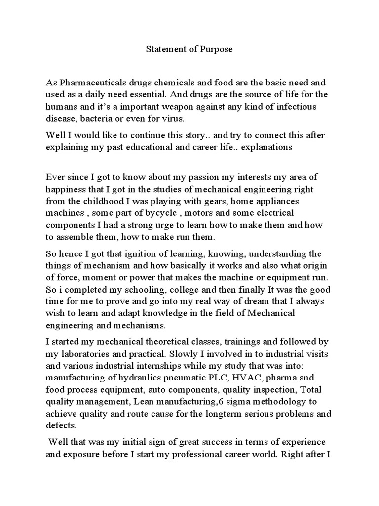 Pharmaceutical Tech-Statement of Purpose | PDF | Biopharmaceutical ...