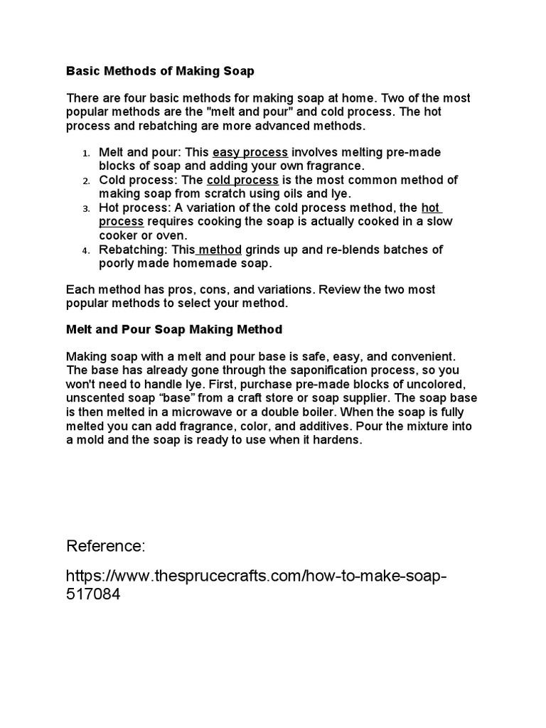 Basic Methods of Making Soap: Reference: 517084 | PDF