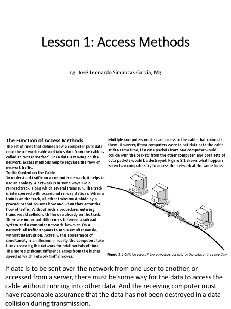 Lesson 1: Access Methods: Ing. José Leonardo Simancas García, MG | PDF | Computer Network ...