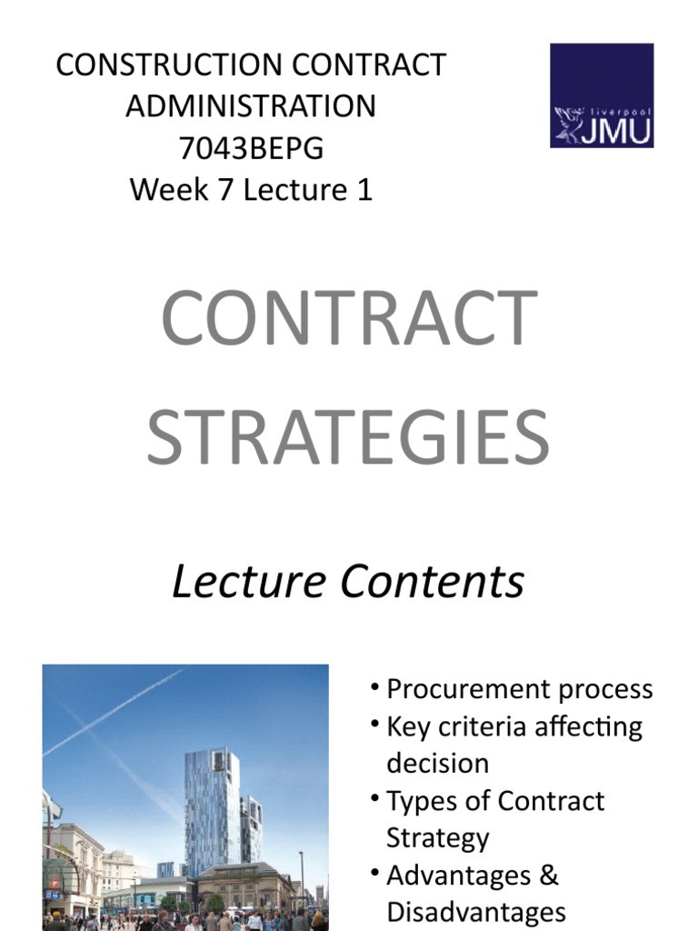 Week 7 Lecture 1 - Contract Strategies | PDF | Procurement | General ...