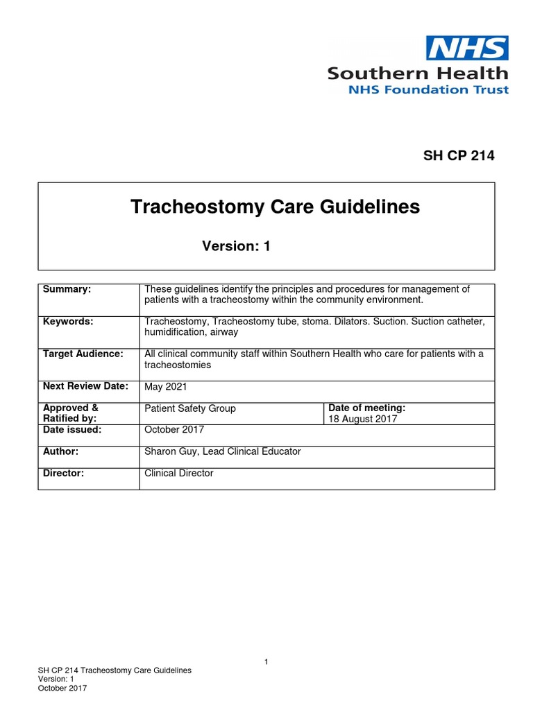 Tracheostomy Care Management Guidelines | PDF | Informed Consent ...