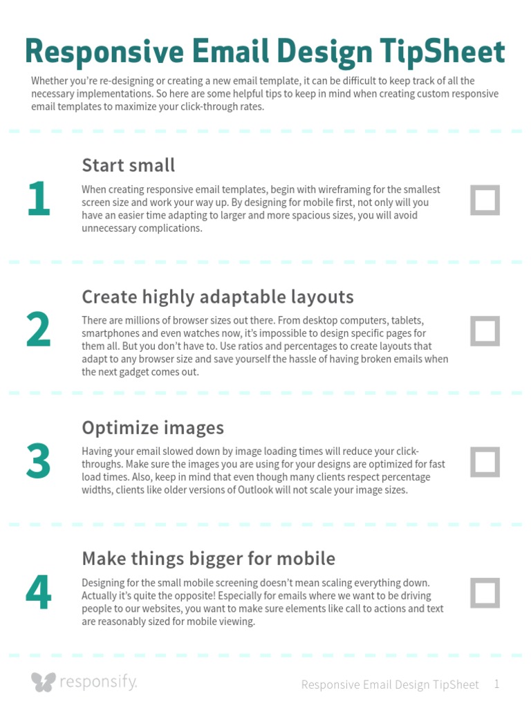 Responsive Email Design Tipsheet: Start Small | PDF | Gmail | Computing