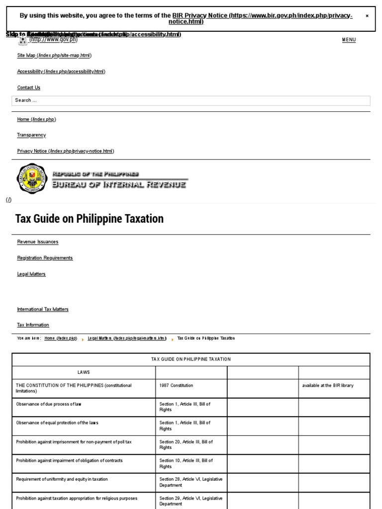 Tax Guide On Philippine Taxation - Bureau of Internal Revenue | PDF ...