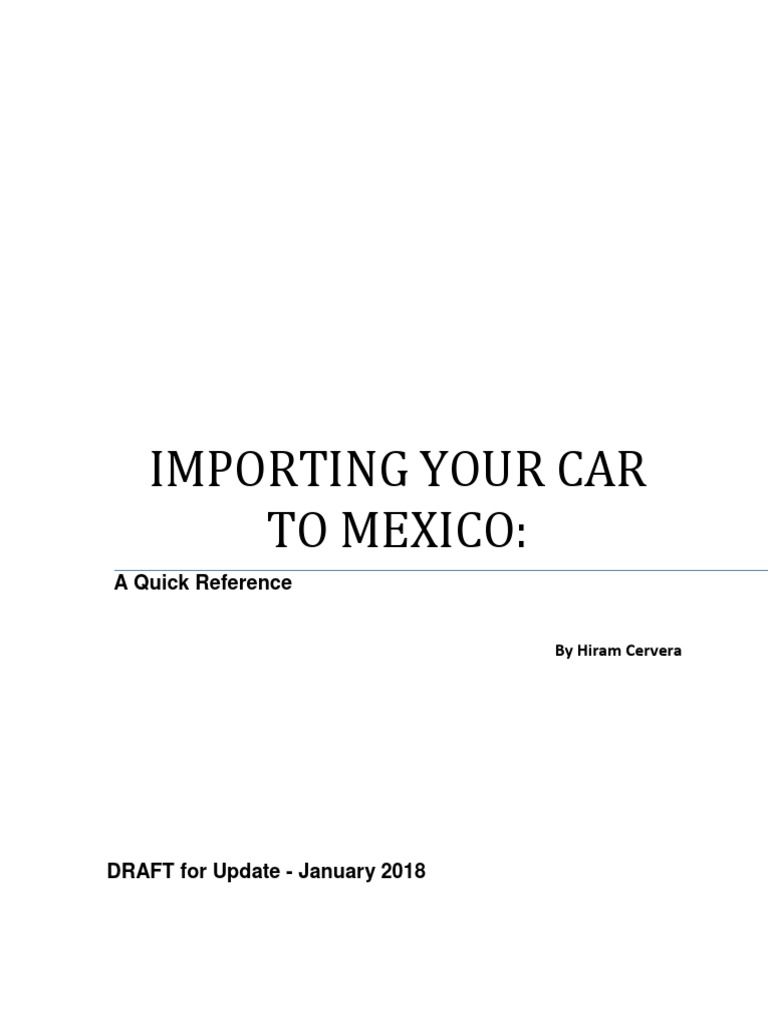 Importing Cars to Mexico: A Guide | PDF | Customs | Car