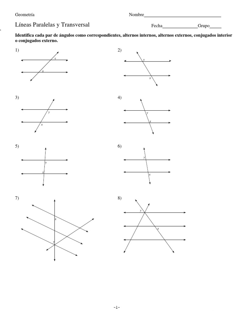 Lineas Paralelas y Transversal PDF | PDF | Geometría | Enseñanza de ...