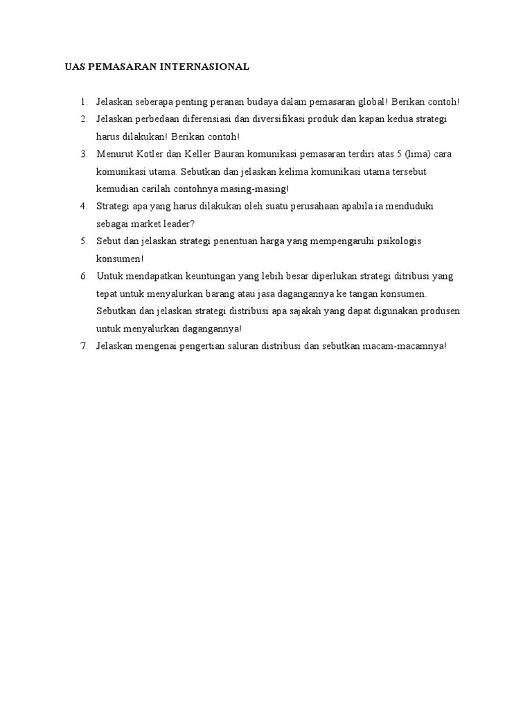 Uas Pemasaran Internasional | PDF