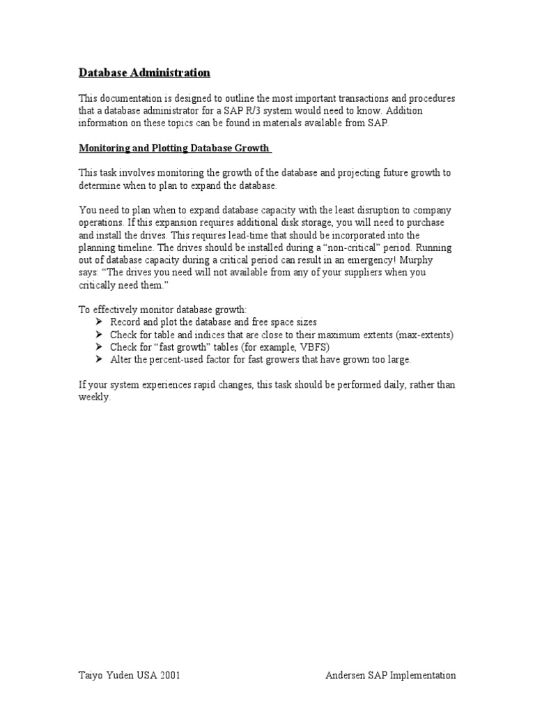 Database Administration: Monitoring and Plotting Database Growth | PDF | Oracle Corporation ...