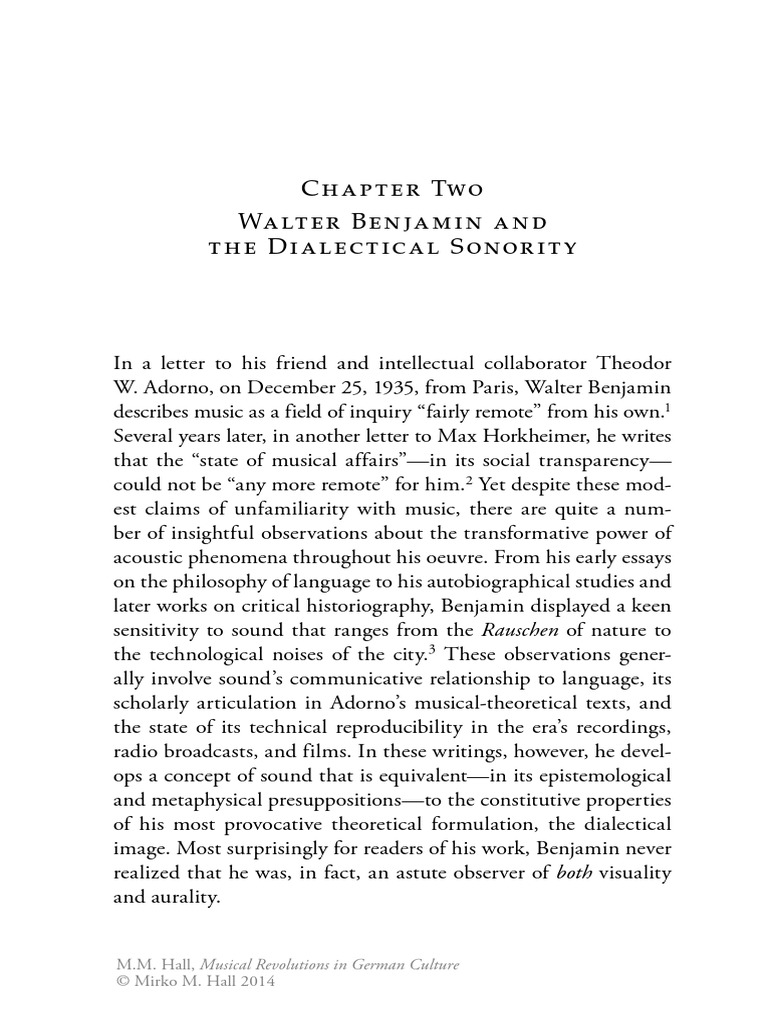 Unknown - 1935 - Walter Benjamin and The Dialectical Sonority | PDF ...