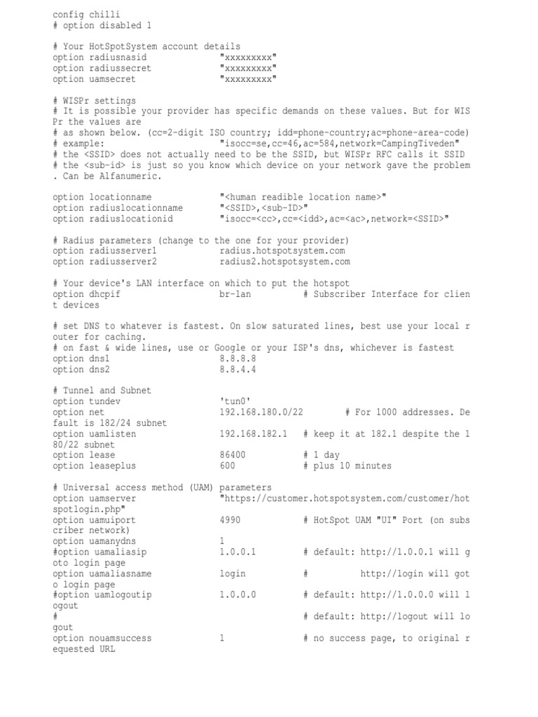 CoovaChilli Configuration Guide | PDF | Domain Name System ...