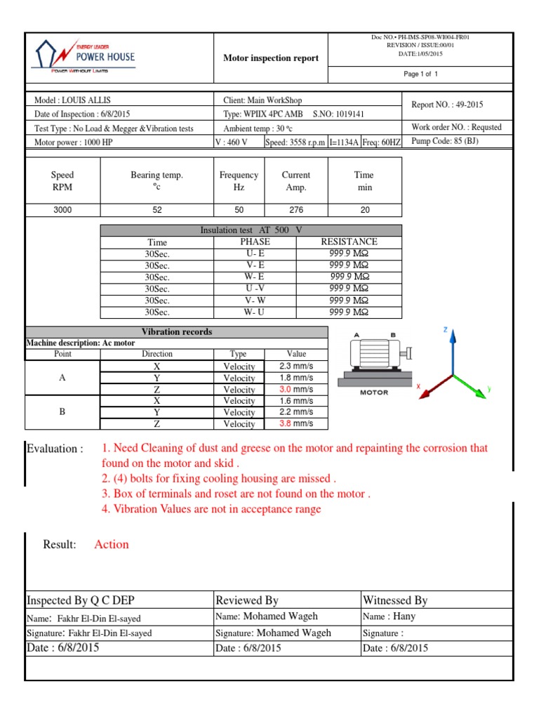 Action: Motor Inspection Report | PDF | Manufactured Goods | Mechanical ...