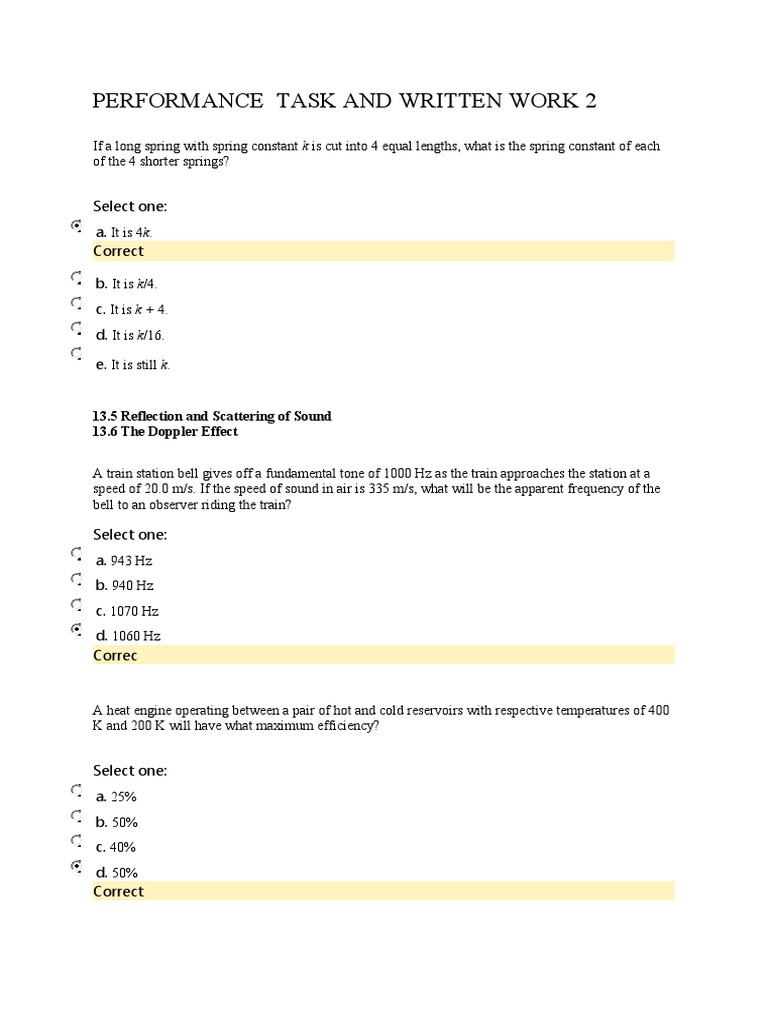 Performance Task and Written Work 2 Phyc | PDF | Waves | Wavelength