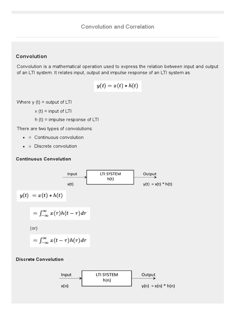 Convolution and Correlation Explained | PDF | Spectral Density ...