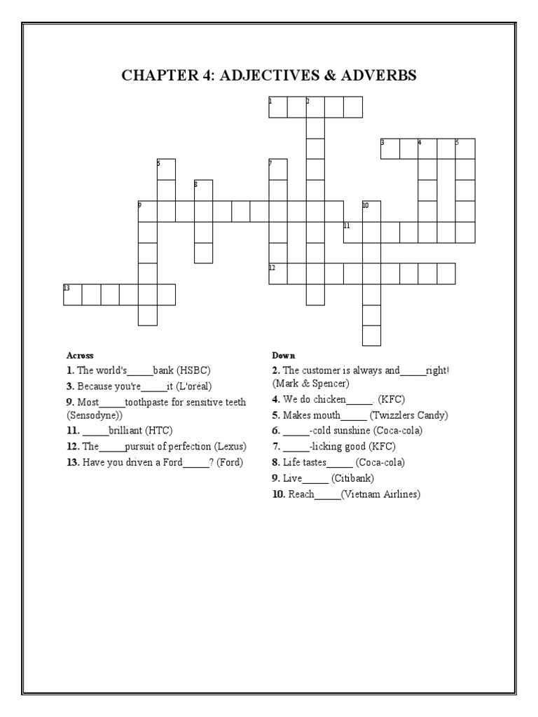 Chapter 4: Adjectives & Adverbs: (Mark & Spencer) | PDF | Morphology ...