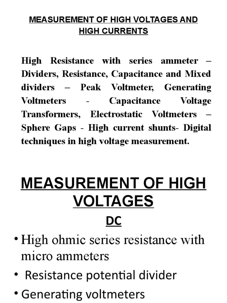 Measurement of High Voltages and High Currents | PDF | Voltage ...