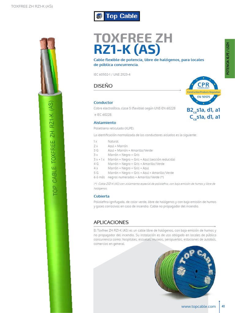 2 4551 Topcable Toxfree ZH RZ1-K As Esp Specs | PDF | Electricidad ...