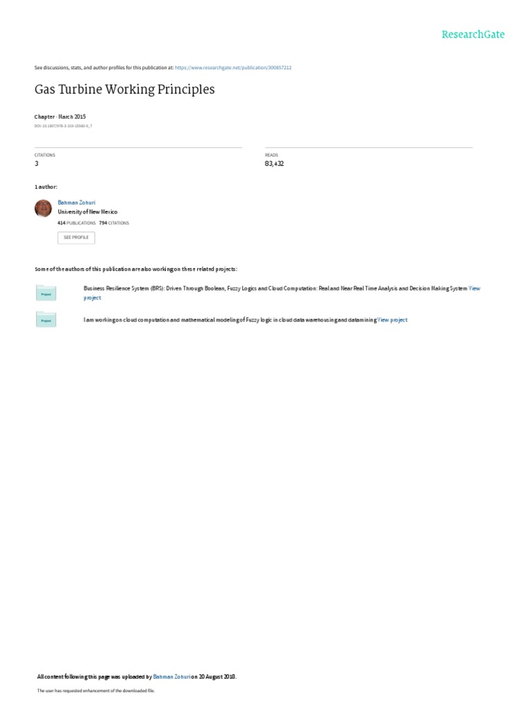 Gas Turbine Working Principles: Bahman Zohuri | PDF | Gas Turbine | Cogeneration