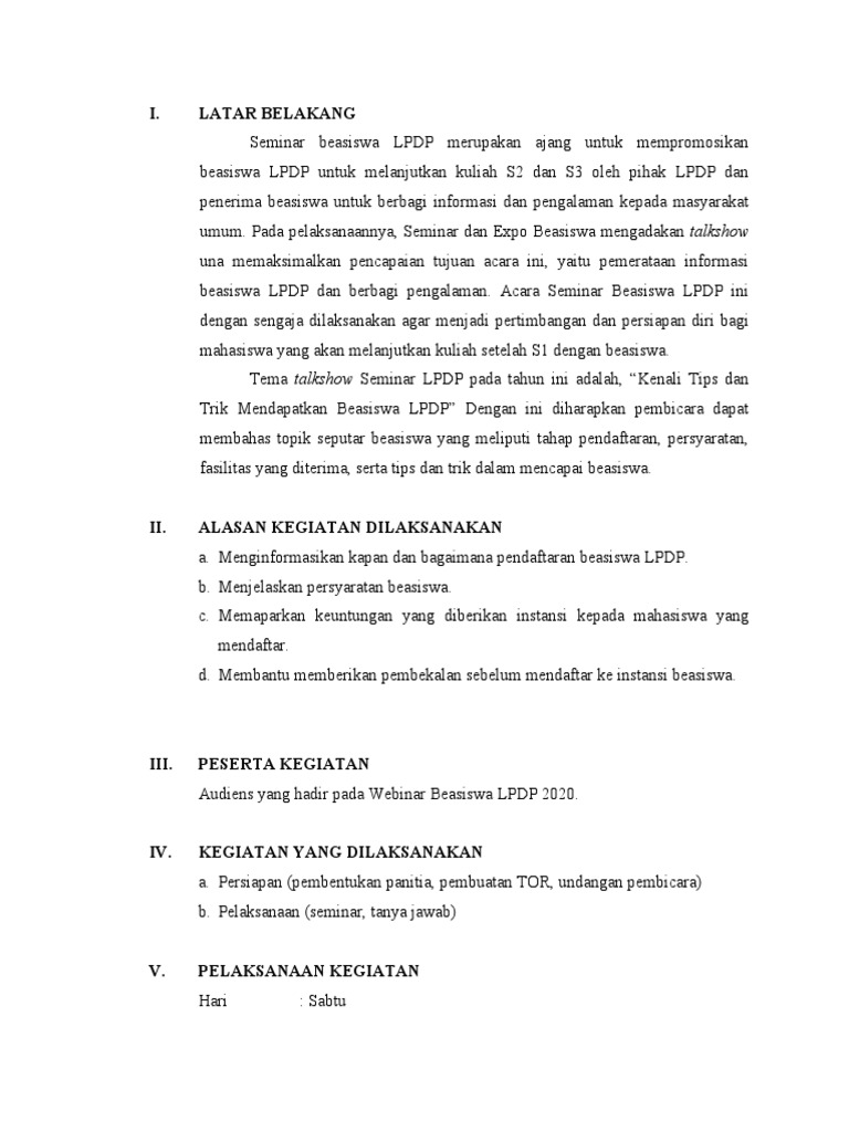Tor Beasiswa LPDP | PDF