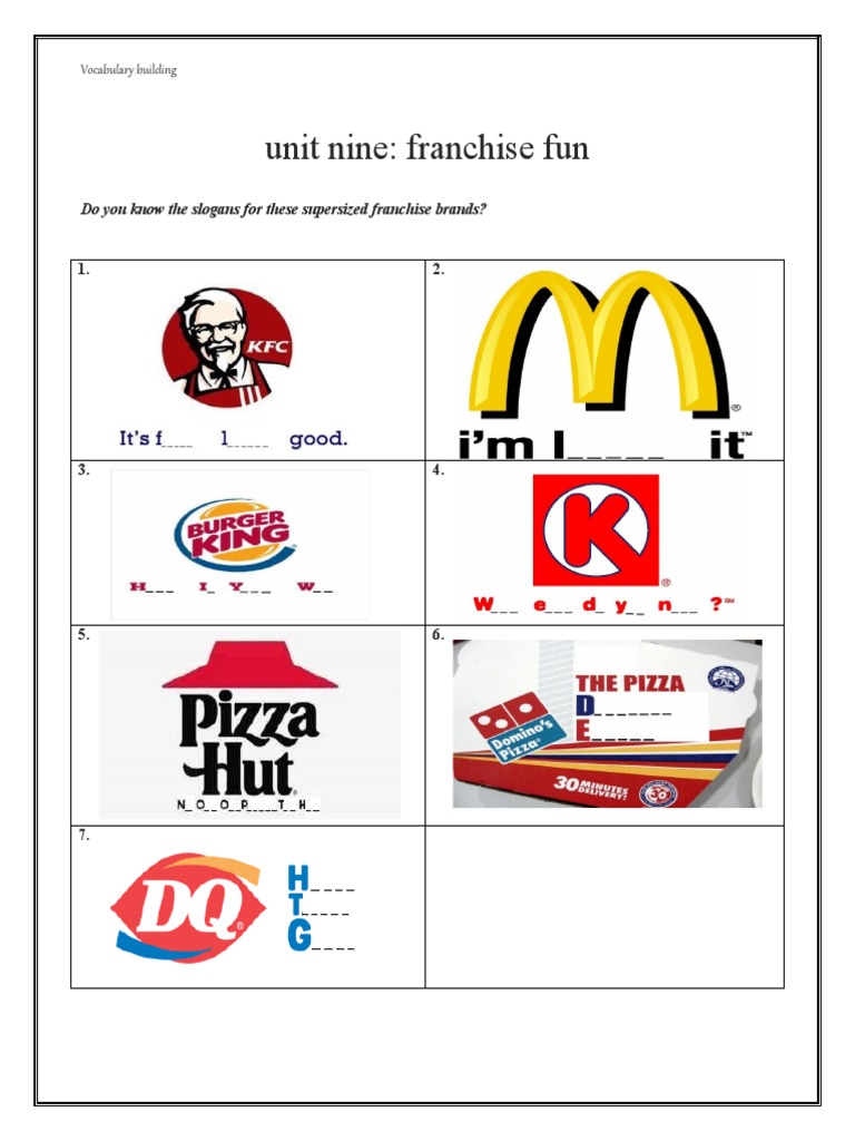 Unit Nine: Franchise Fun: Do You Know The Slogans For These Supersized ...