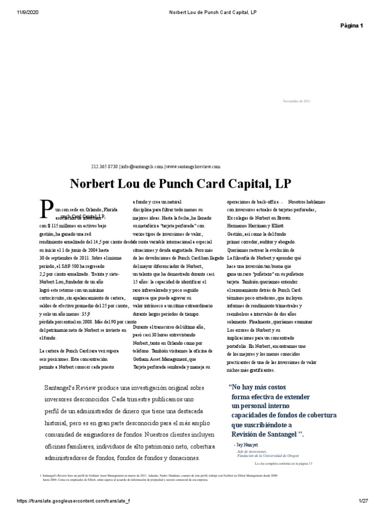 Norbert Lou de Punch Card Capital, LP | PDF | Opción (Finanzas ...