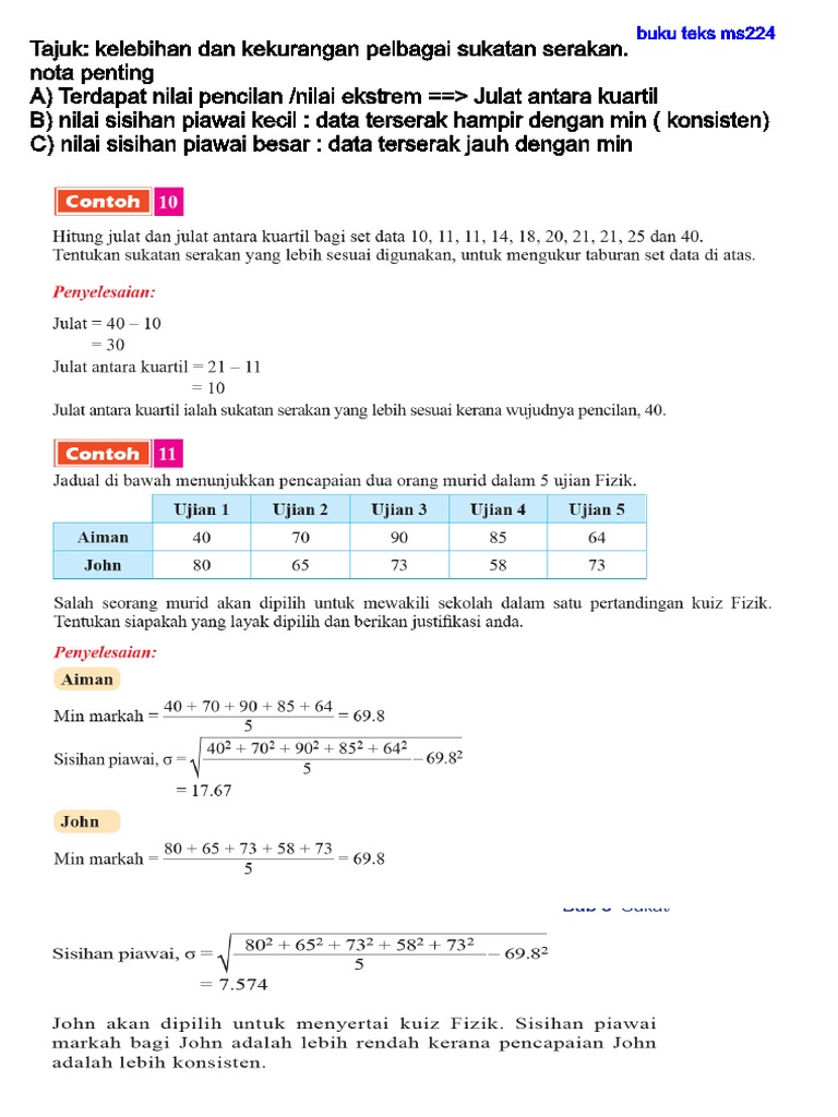 Sukatan Serakan (Kelebihan Sukatan Serakan) PDF | PDF