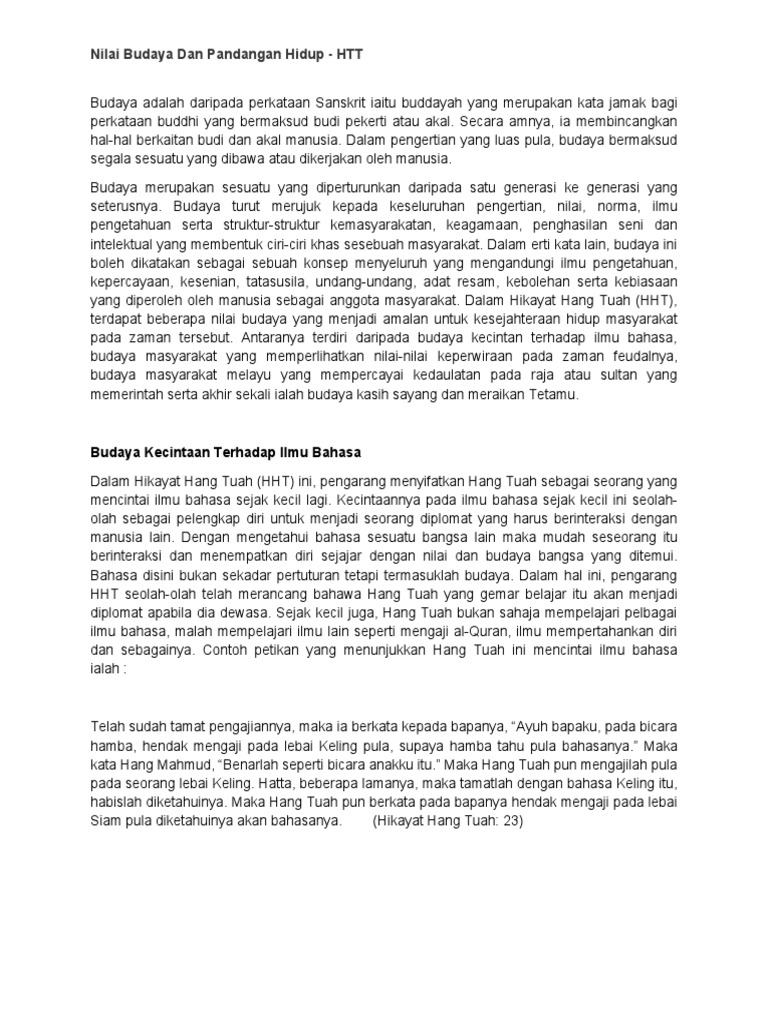 Nilai Budaya Dan Pandangan Hidup HTT | PDF Nilai Budaya Dan Pandangan Hidup HTT | PDF