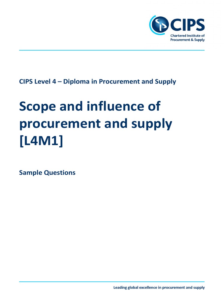 CIPS L4M1 Exam Sample Questions | PDF | Procurement | Warehouse