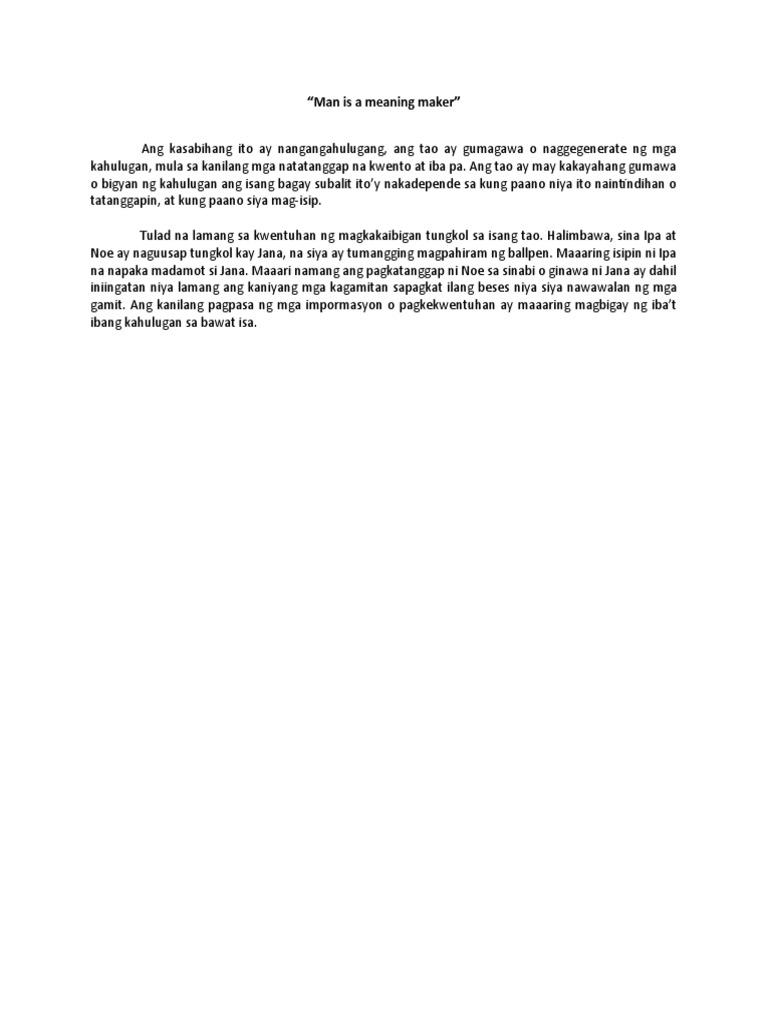 Man Is A Meaning Maker | PDF