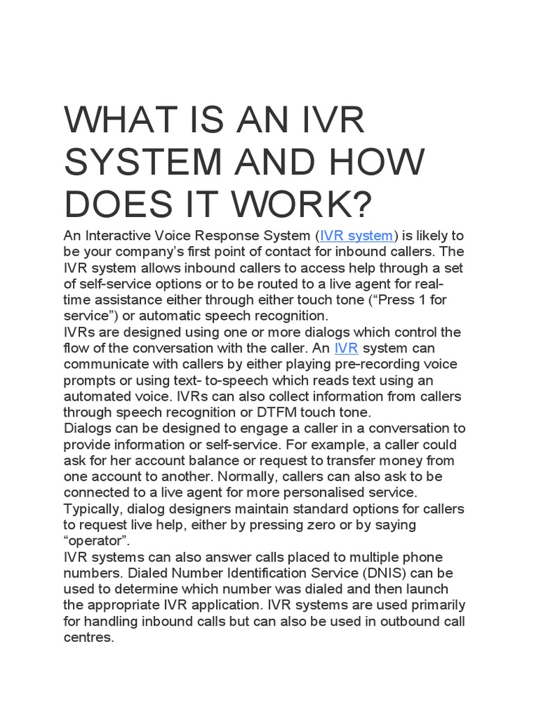 What Is An Ivr System and How Does It Work | PDF | Interactive Voice ...