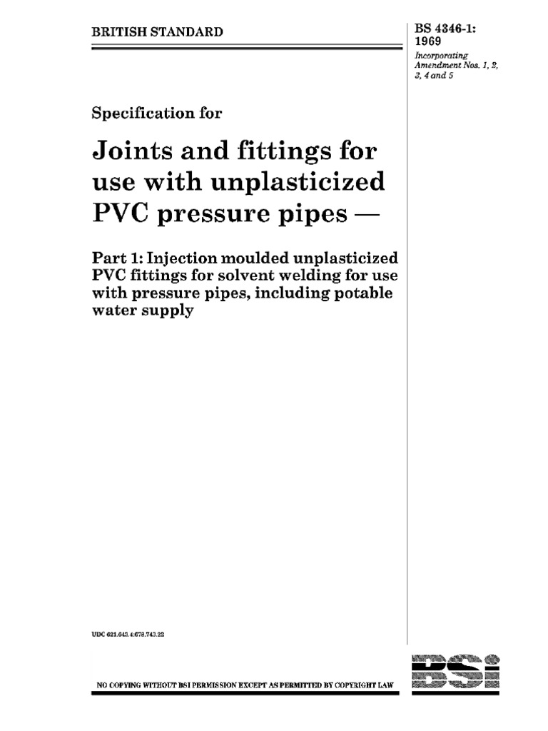 BS-4346-1 Joints & Fittings For uPVC Pipes | PDF