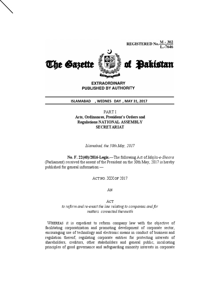 Companies Act 2017 | PDF | Liquidation | Private Law